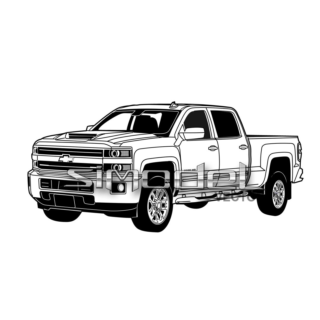 Chevrolet Silverado Pickup Svg, Ai,eps,png,png,jpg,dxf Car Vector SUV ...