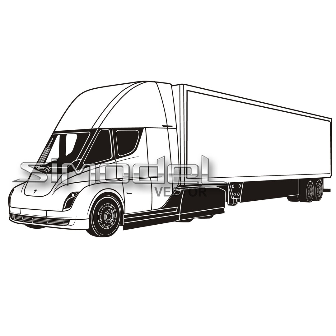 Electric Semi Truck Tesla Svg,ai,eps,pdf, Png, Jpg, Dxf - Etsy
