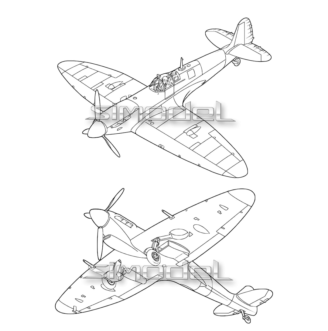 Spitfire, Vektor svg, ai, eps, dxf, png, jpg, Kampfflugzeug 2 ...