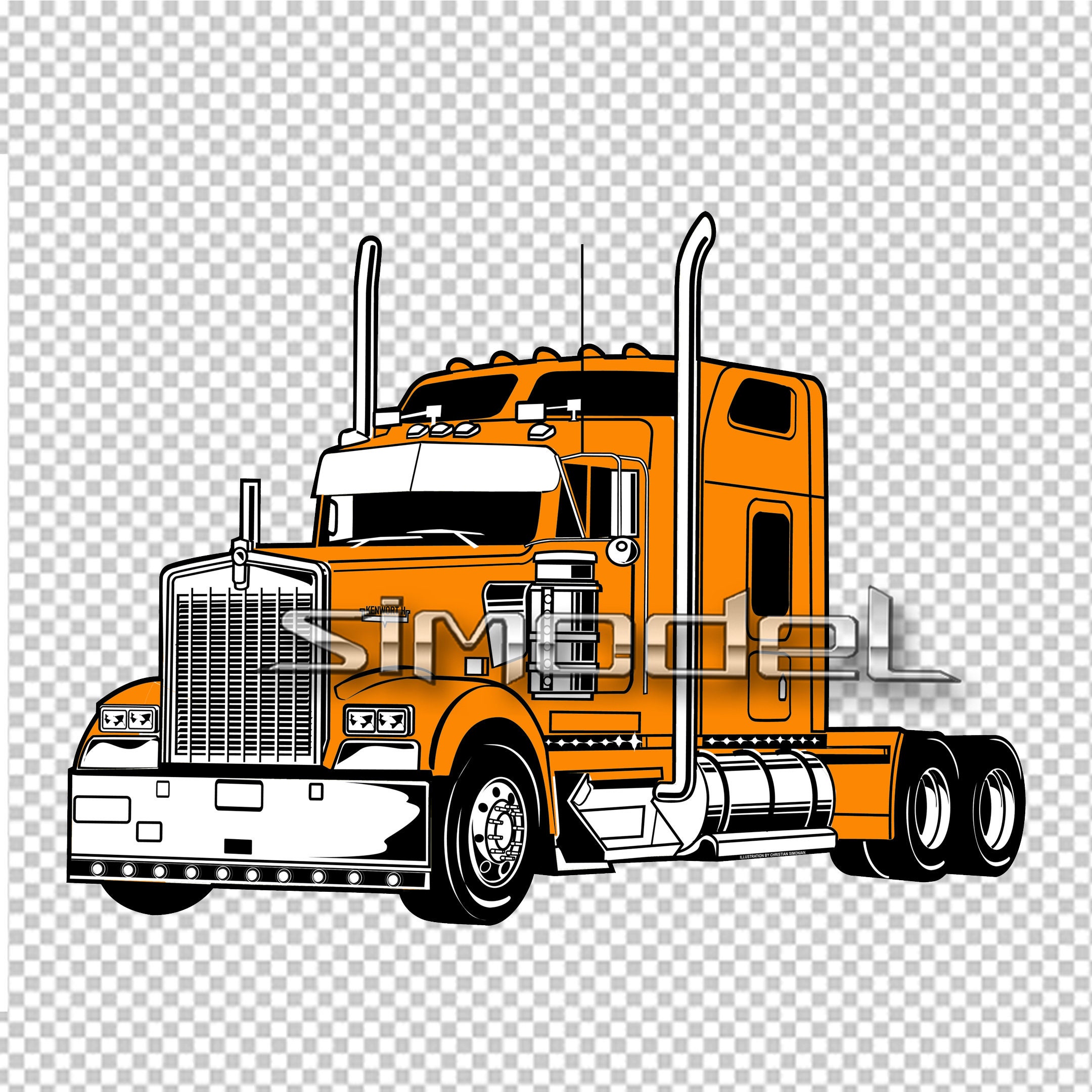 Semirremolque Kenworth color svg vector png archivo - Etsy México