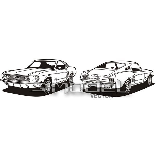 Ford Mustang 1969 Back Silhouette Svg Dxf - Etsy