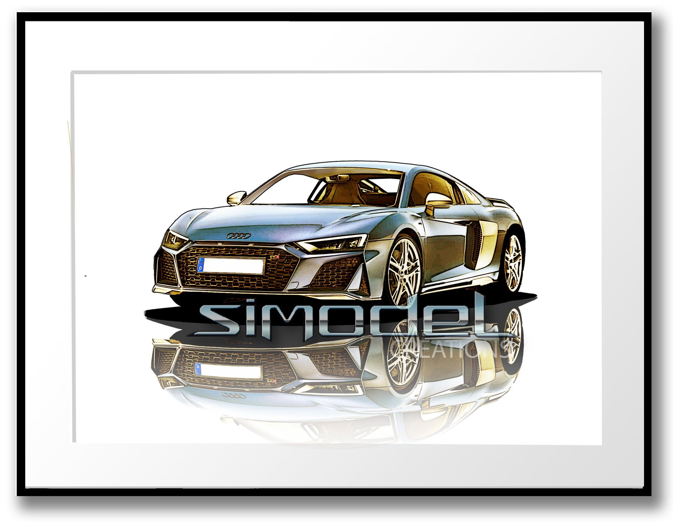 Audi R8/v10 cyl. car wall art decor printable posterman cave | Etsy