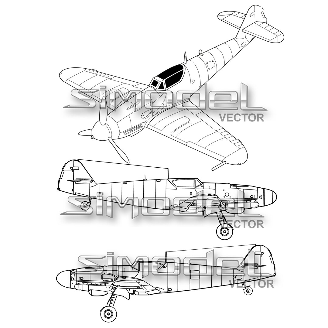 Messerschmitt BF 109 K4 , Vector Svg,ai,eps,dxf,png,jpg, Fighter Plane ...