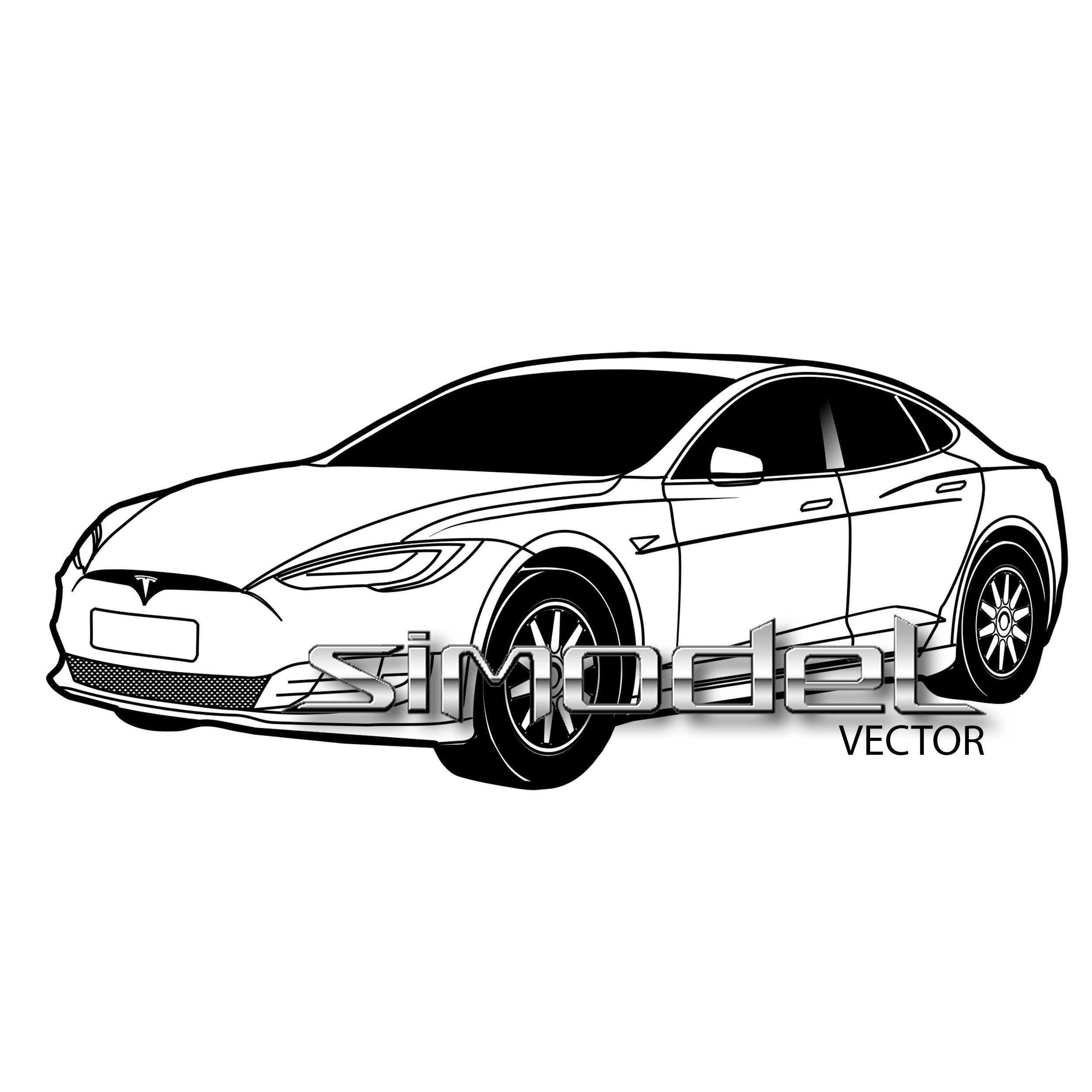 Tesla model S plaid coche vector ai svg eps dxf png - Etsy España