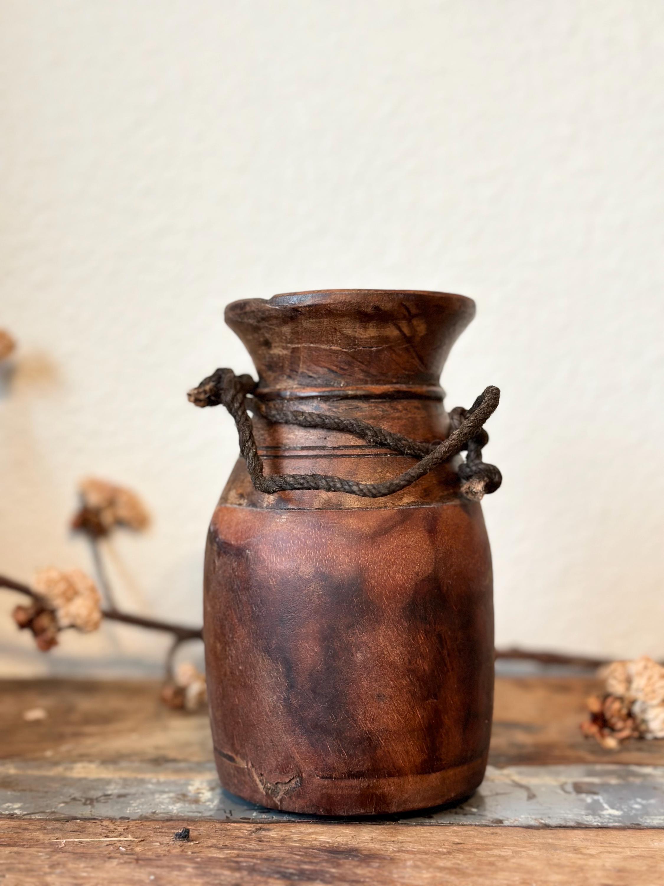Wood Pot With Rope small - Etsy