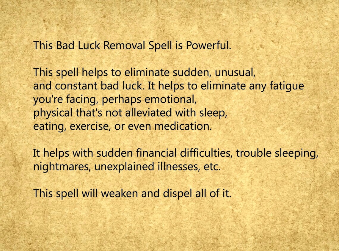 Bad Luck Removal Spell Protection Magic Cleansing Spell | Etsy