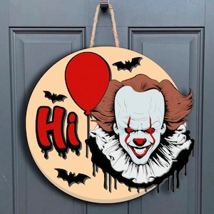 Halloween Laser Cut File Pennywise Round Door Hanger Svg. Horror ...