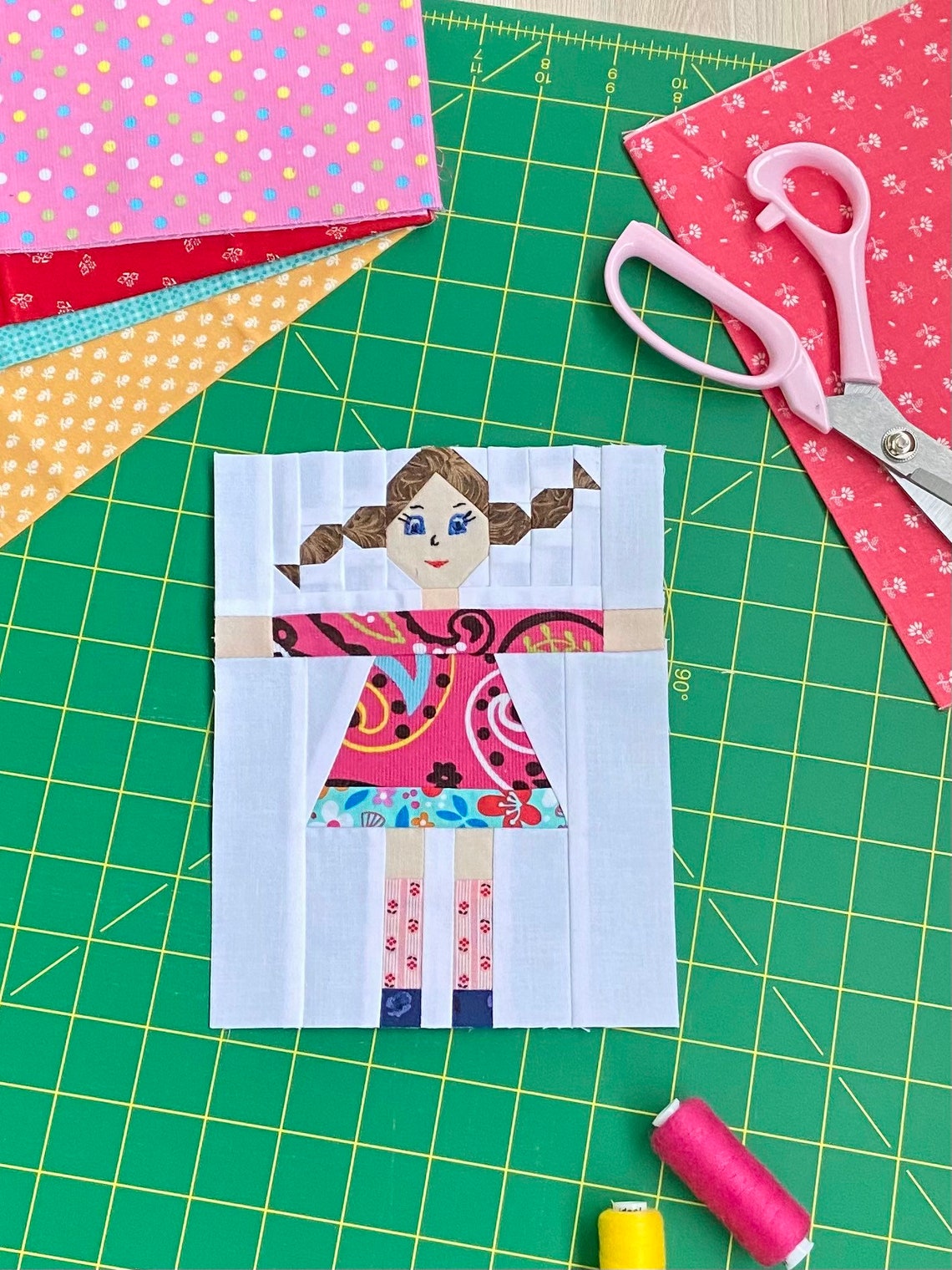 Quilt Pattern / Girl Pattern Block / PDF Quilt Pattern/ Pigtal Girl ...