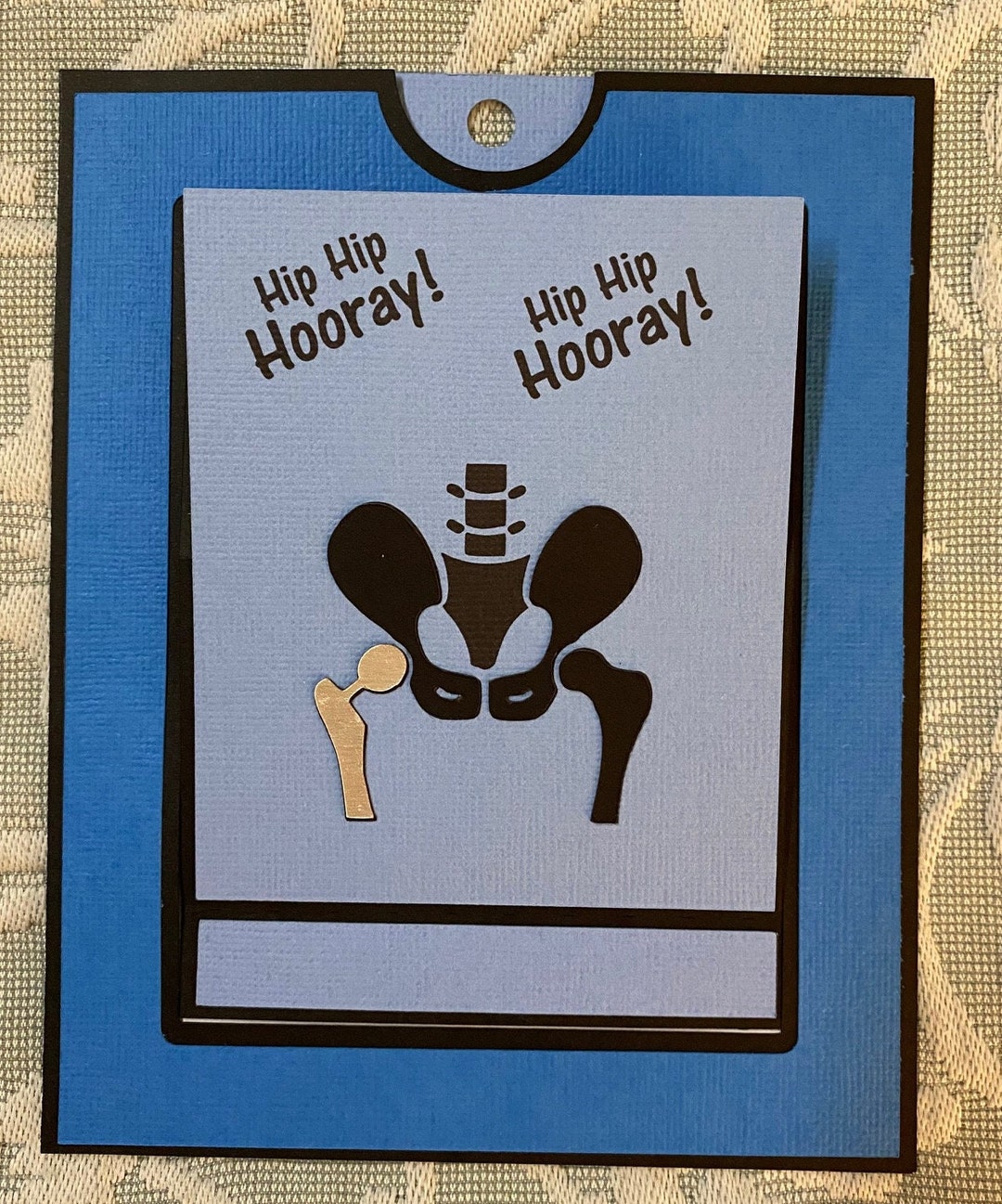 Get Well Card for Hip Replacement - Handmade Slide Window Style - Blue ...