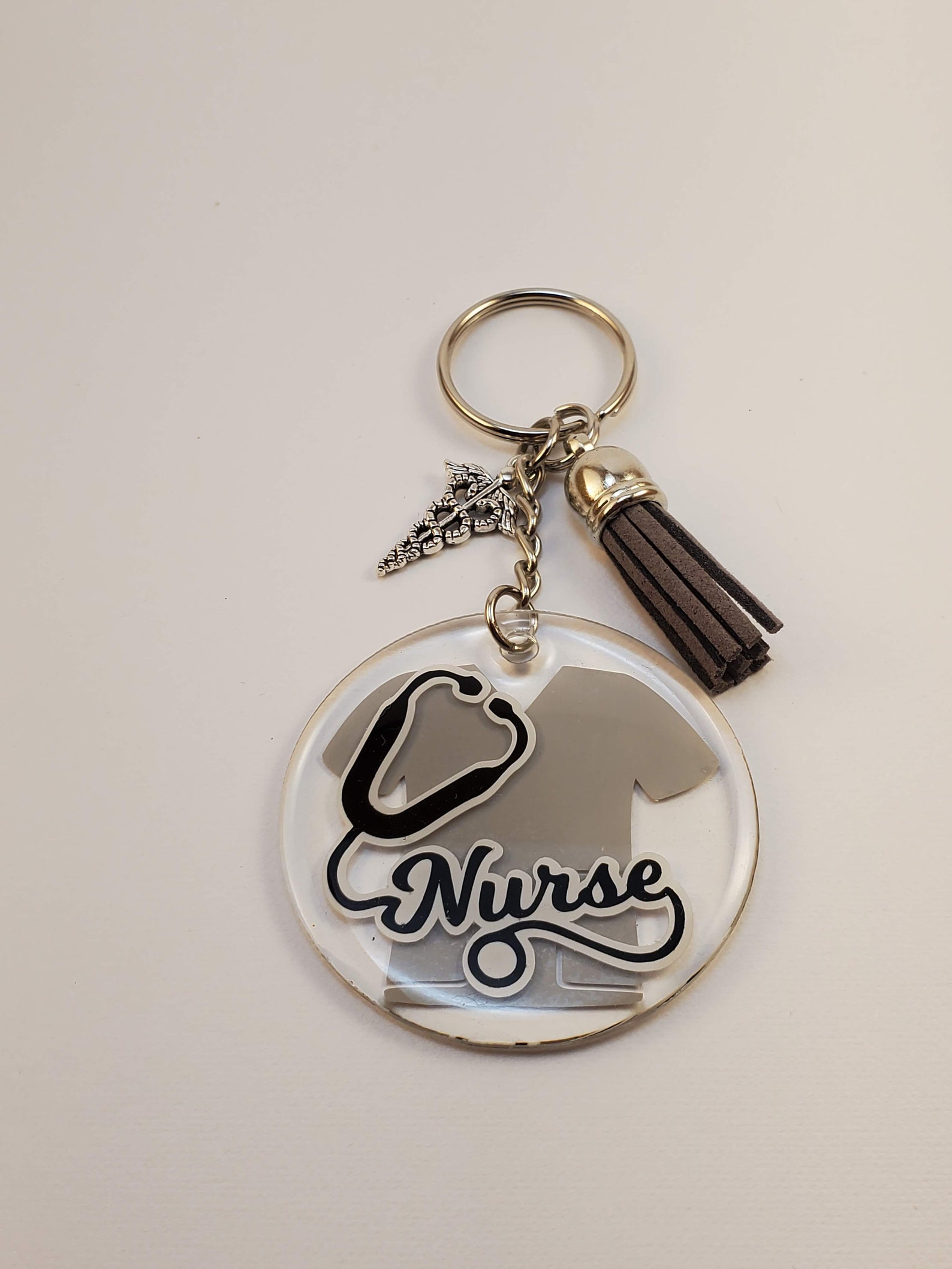 Custom Acrylic & Resin Keychain - Nurse Design With Scrub Top Charms ...