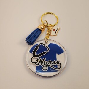 Custom Acrylic & Resin Keychain - Nurse Design With Scrub Top Charms ...
