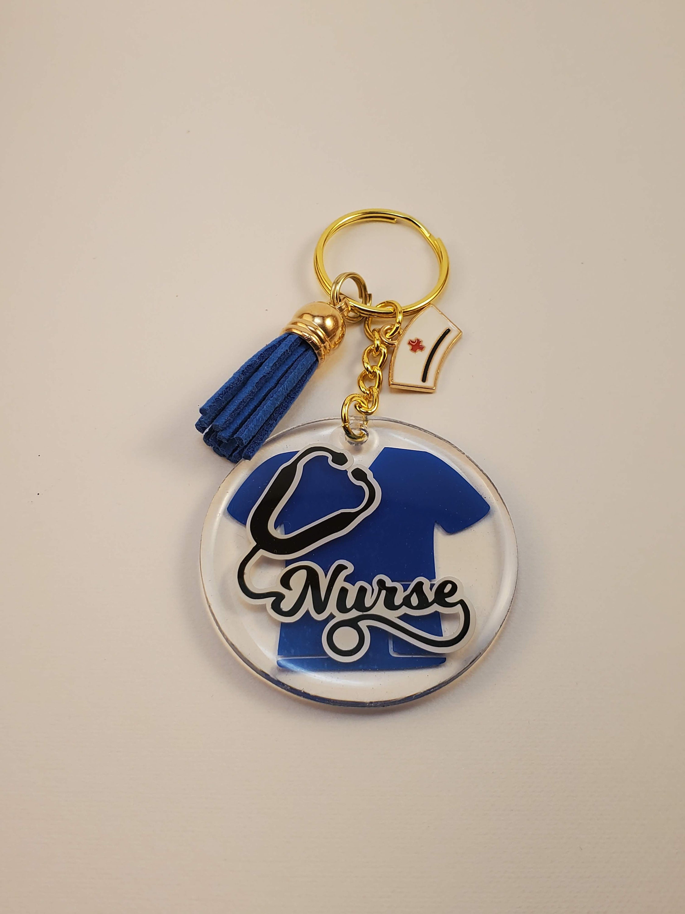 Custom Acrylic & Resin Keychain - Nurse Design With Scrub Top Charms ...