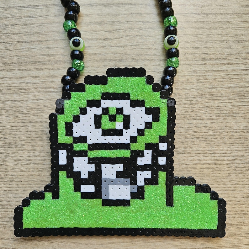 Subtronics Logo Cyclops Perler Necklace: Glittery Green - Etsy