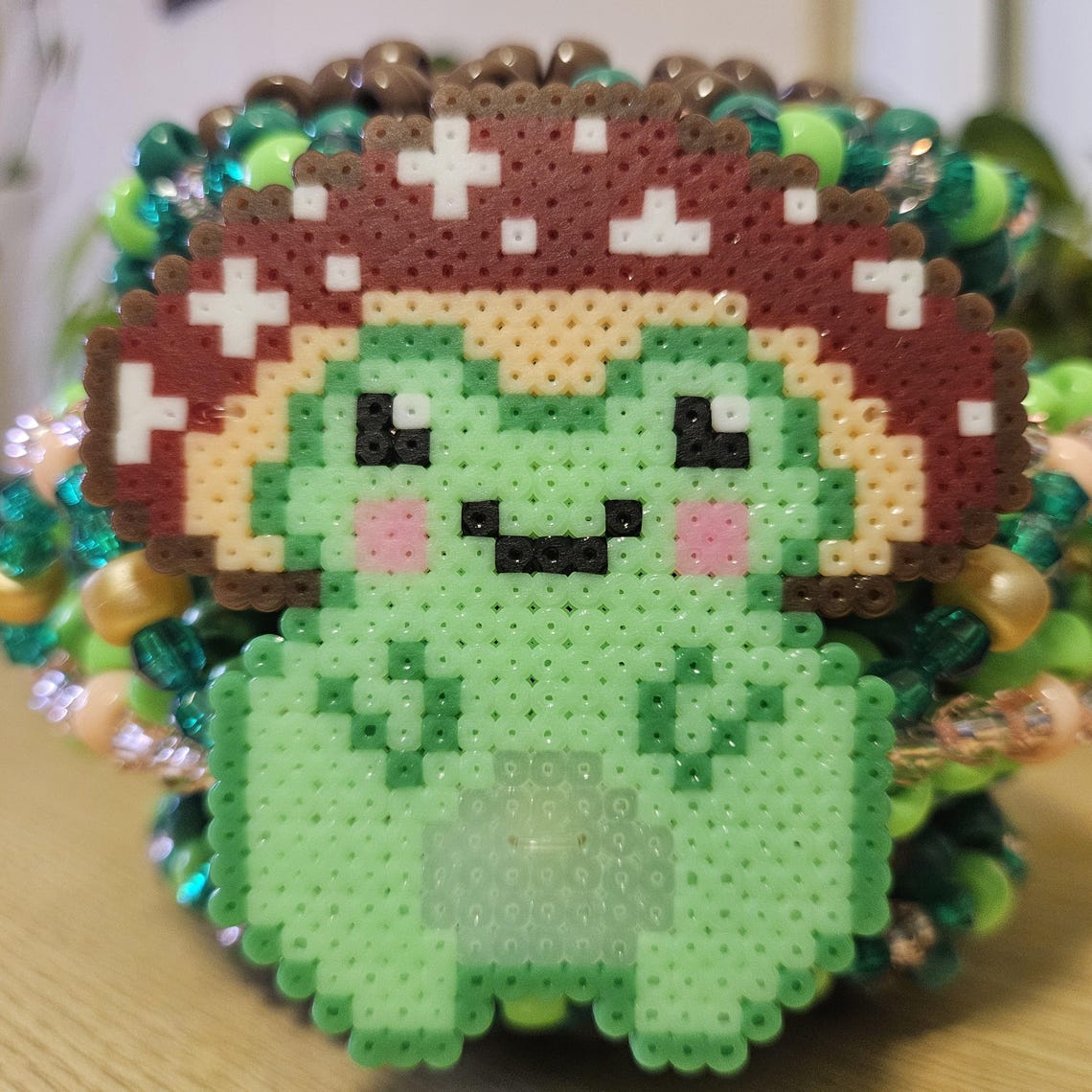 Rotating 3D Kandi Cuff: Cottagecore Mushroom Frog Perler - Etsy