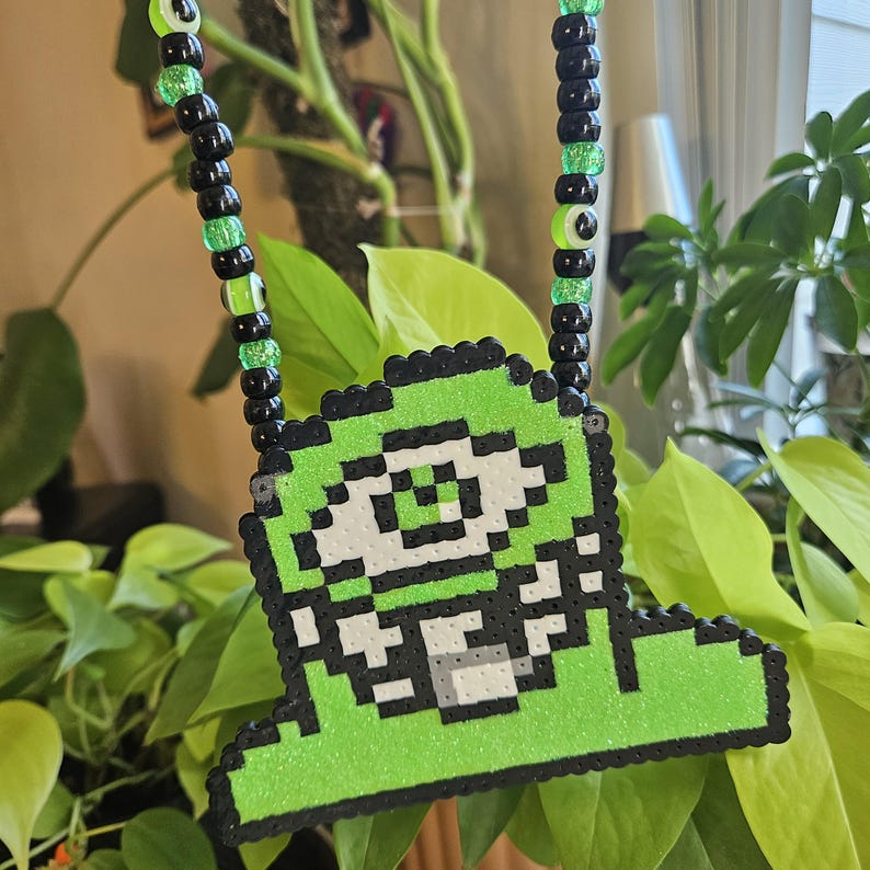 Subtronics Logo Cyclops Perler Necklace: Glittery Green - Etsy