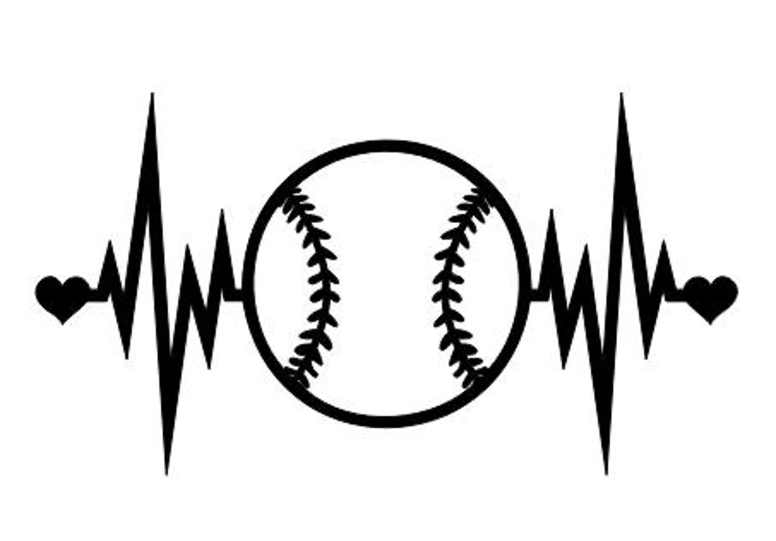 Baseball Heartbeat Decal/ Baseball/ Heartbeat/ Sports Decal - Etsy