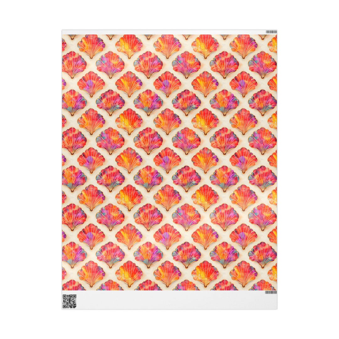 Vibrant Pink and Orange Scallop Shell Wrapping Paper - Etsy
