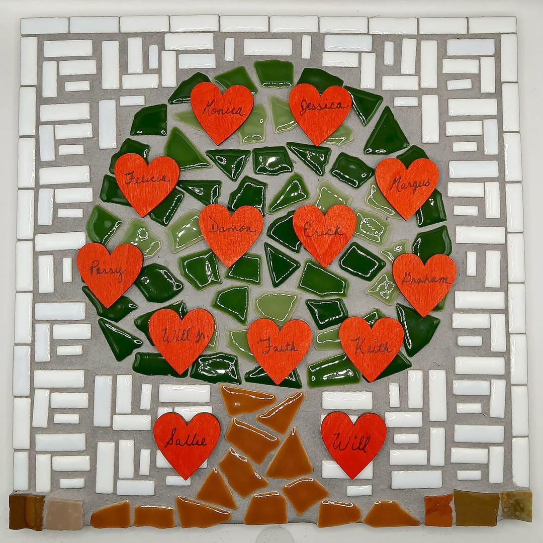 DIY Mosaic Craft Kit - Family Tree Mosaic, Two Size Options, Heart Has ...