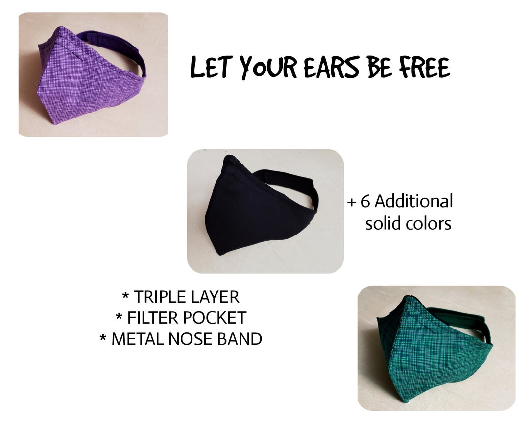 Reusable Triple-layer Face Mask: Ear-free Design, Hook & Loop Fastening ...