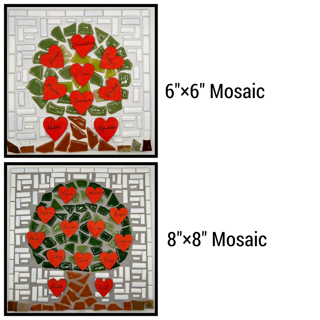 Our Family Tree Mosaic, Two Size Options, Heart Has Writable Surface ...