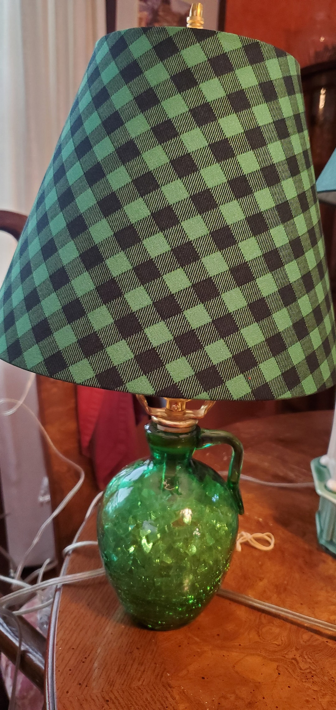 Small Green Pitcher Filled With Lava Glass Lamp With Green and Black ...