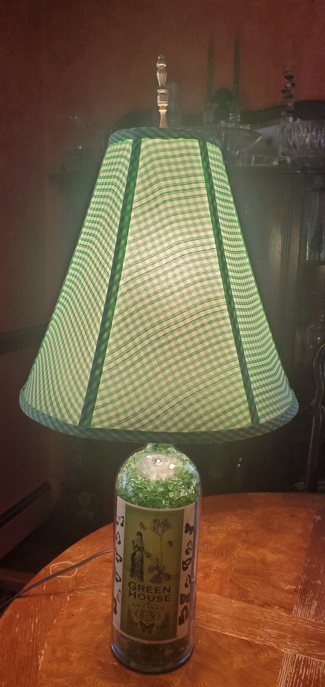 Green House Artisan Gin Lamp With Green Lave Rocks With Green ...