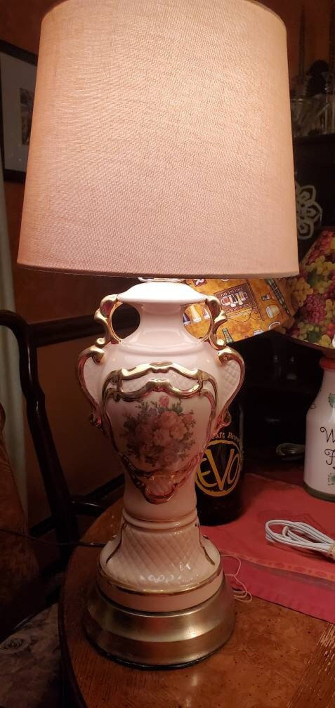 Pink Rosed Gold Gilded Antique Pink Porecelin Lamp With Brass Bottom ...