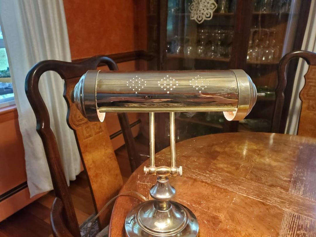 Brass and Silver Vented Banker Lamp - Etsy