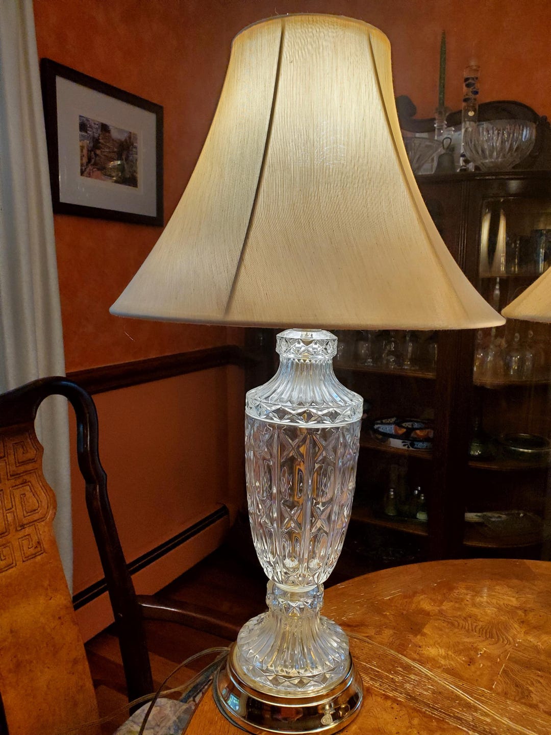 Crystal and Brass Lamps With Golden Lamp Shades - Etsy