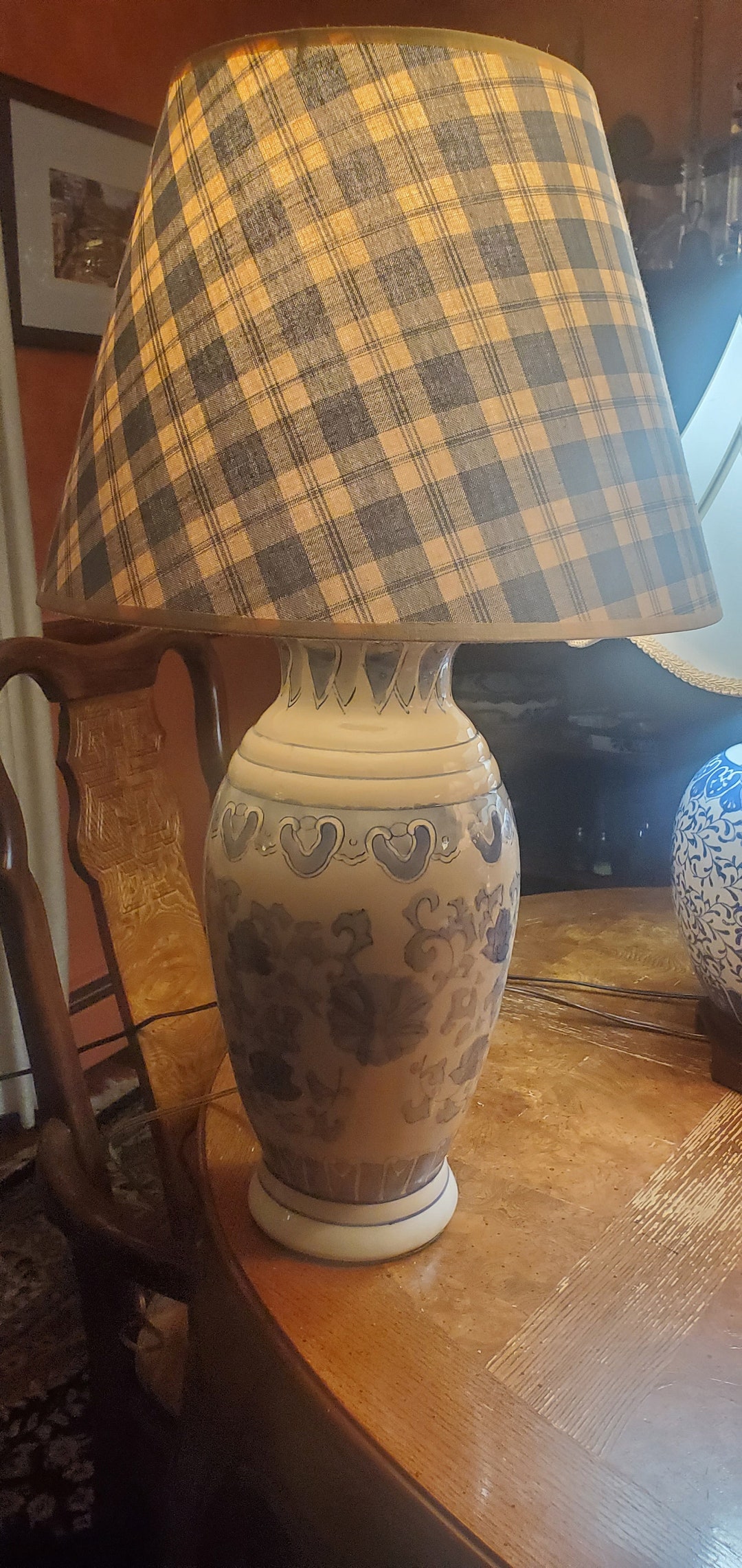 Chinese Blue and White Porcelain Lamp With Antique Blue Clip-on ...