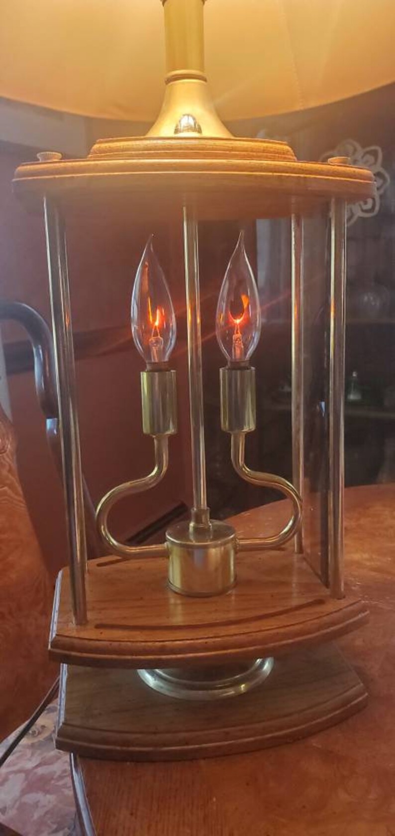 Three Platform Wood Brass and Glass Lamp With Independent - Etsy