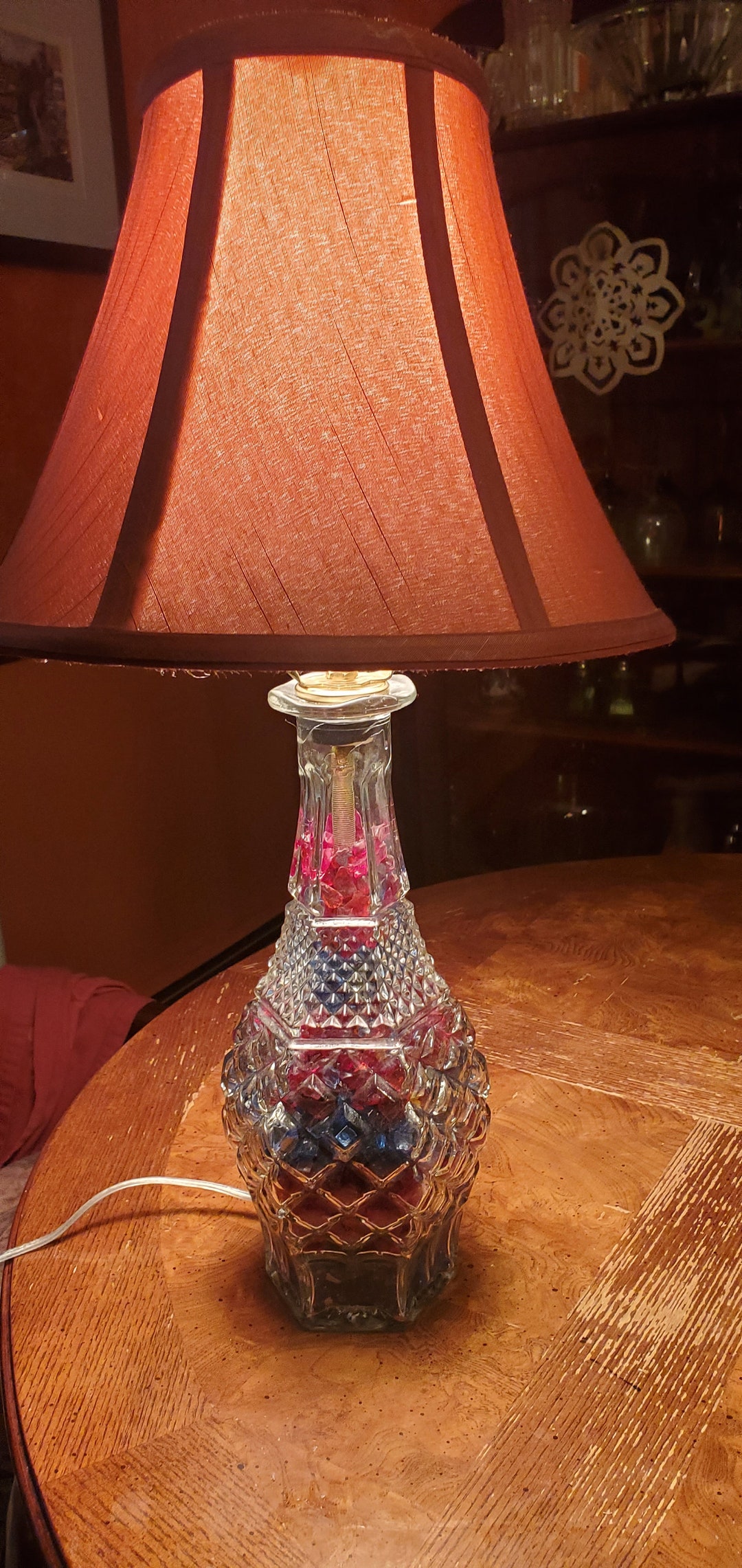 Beautified Red an Blue Crushed Lava Glass Lamp With Six-sided Red Lamp ...