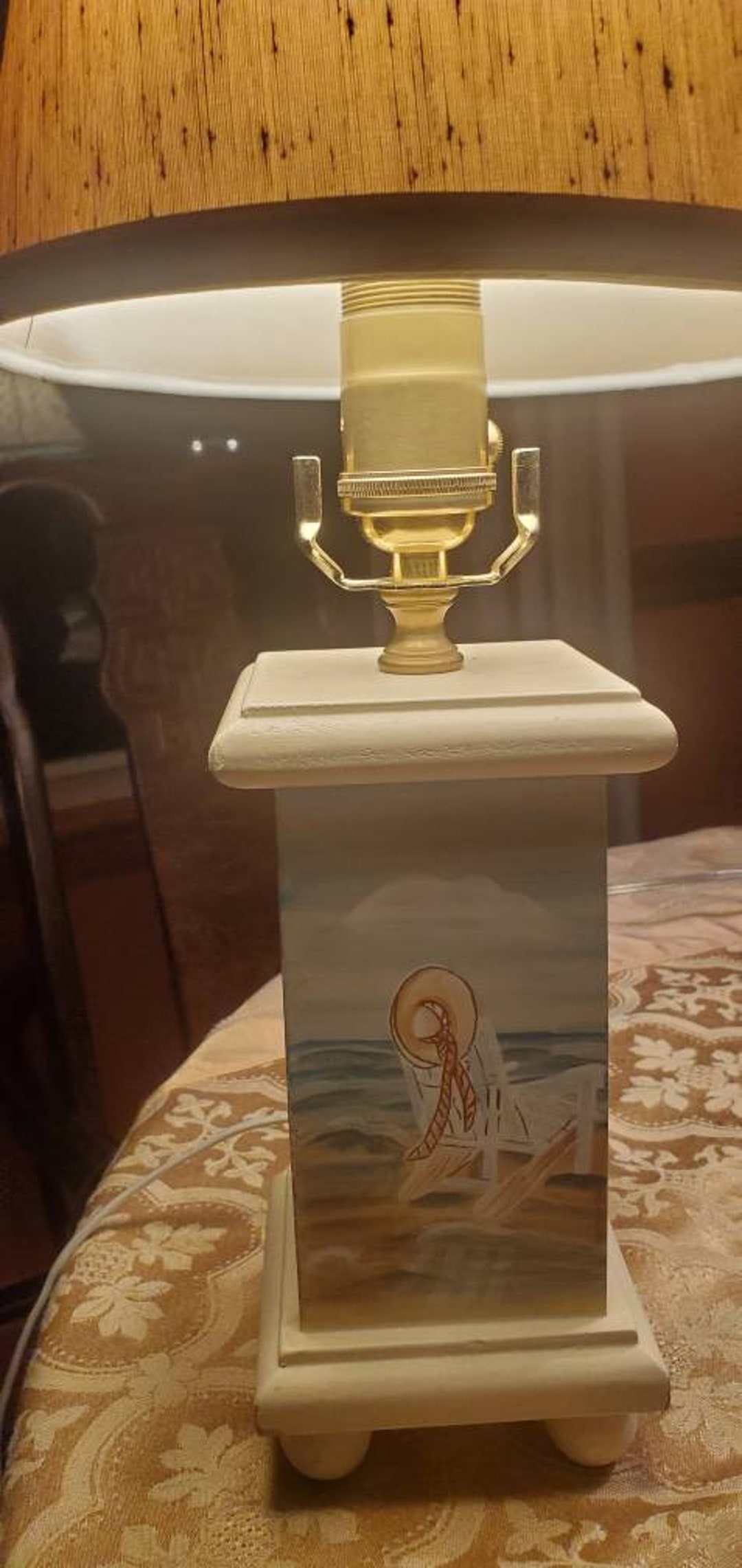 Seaside Ocean Beach Design Lamp (all Four Sides) With Speckled Golden ...