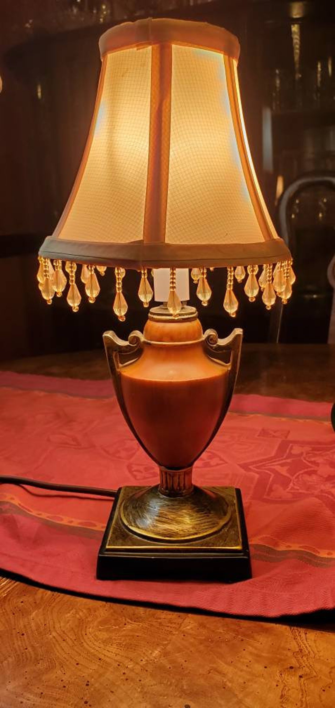 World's Smallest Trophy Lamp With 6 Sided Golden Tassled Lampshade - Etsy
