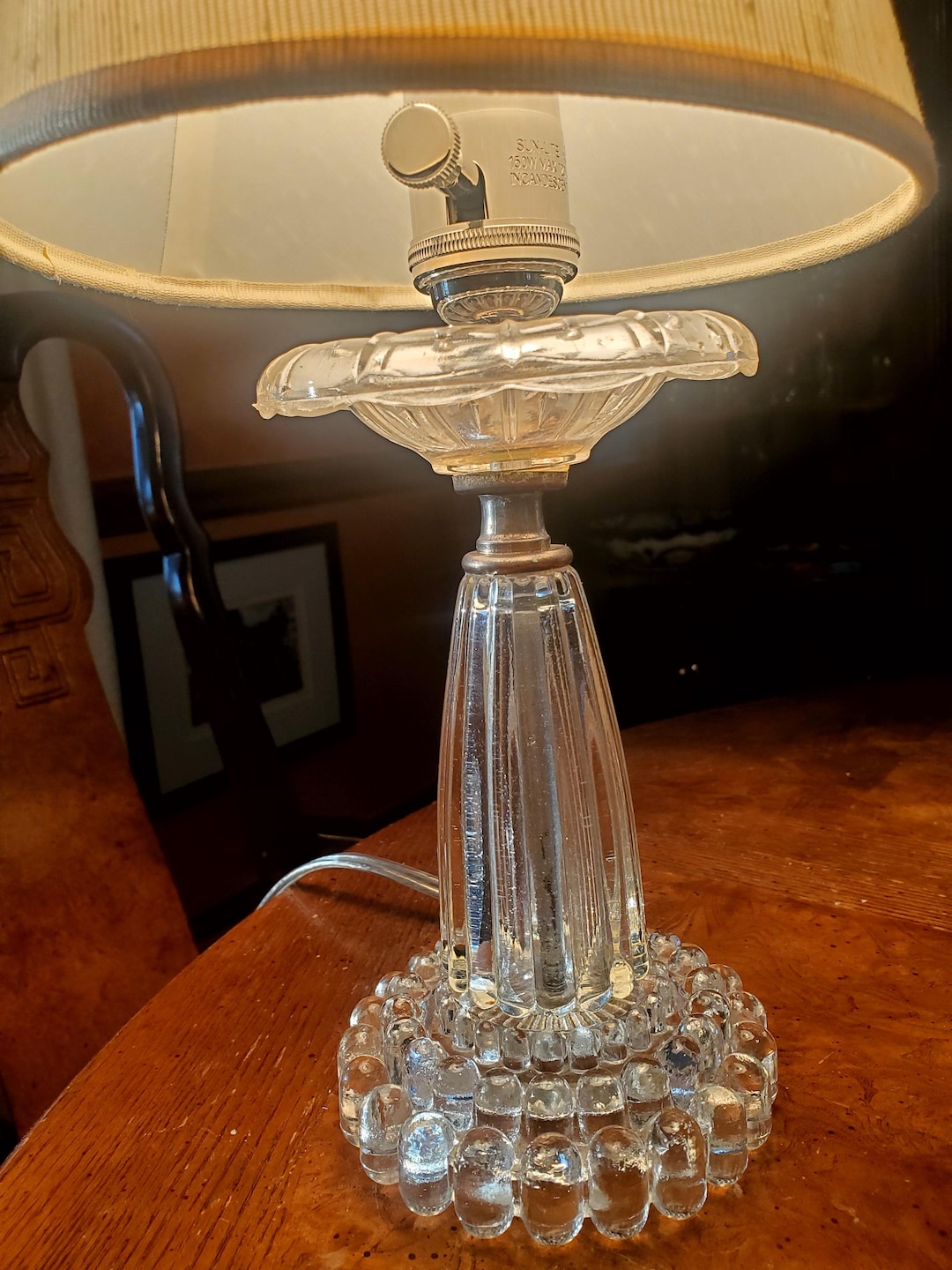 Crystal Lamp With Glass Tray and Triple Dimpled Glass Base With ...