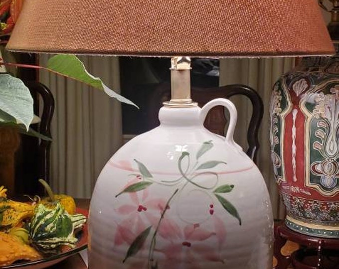 Porcelin Pink and Green Floral Jug With Pink Tootoo Star Lampshade - Etsy