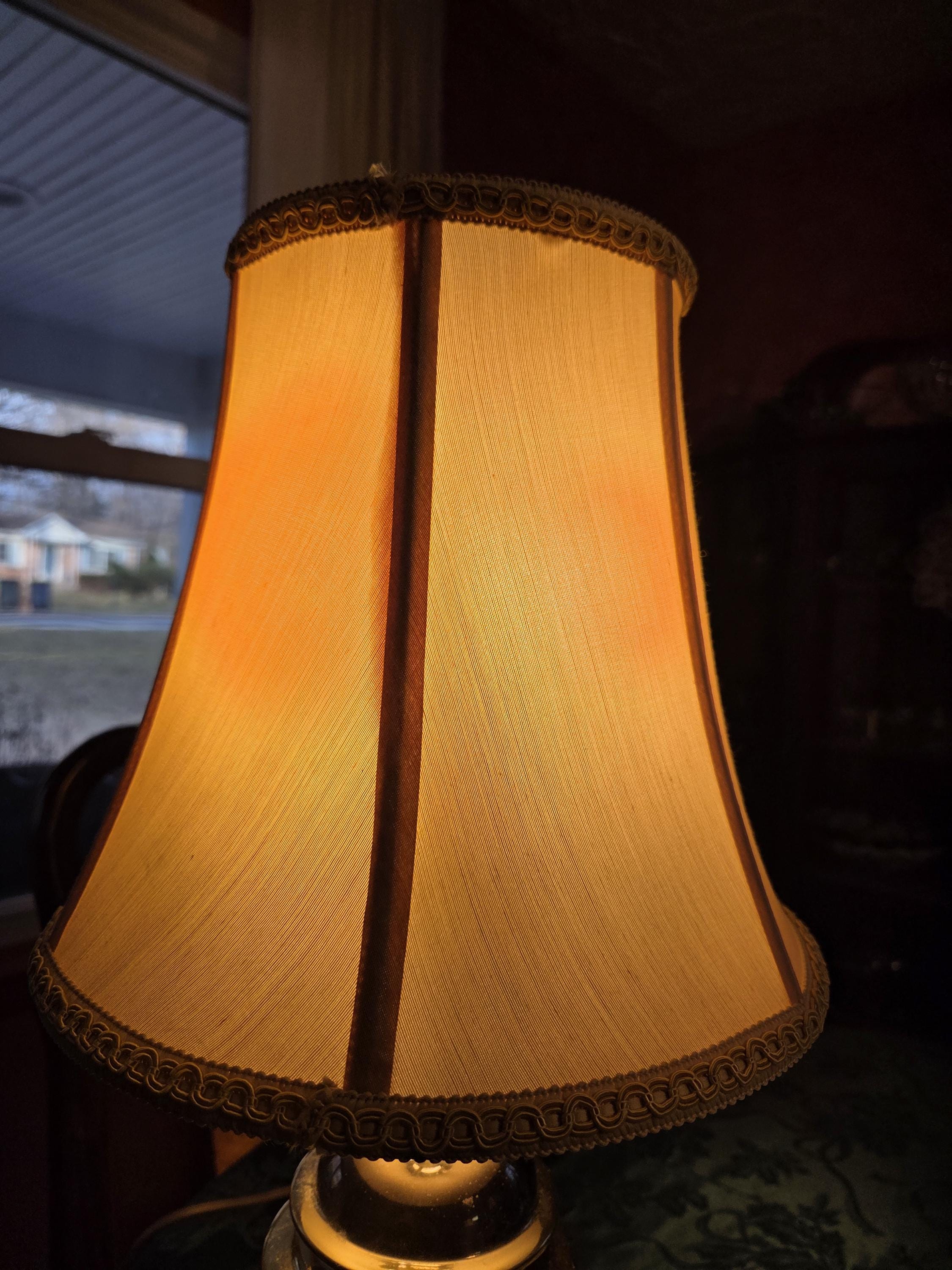 Brass Ginger Jar Lamp With Double Ribboned Golden Lampshade - Etsy