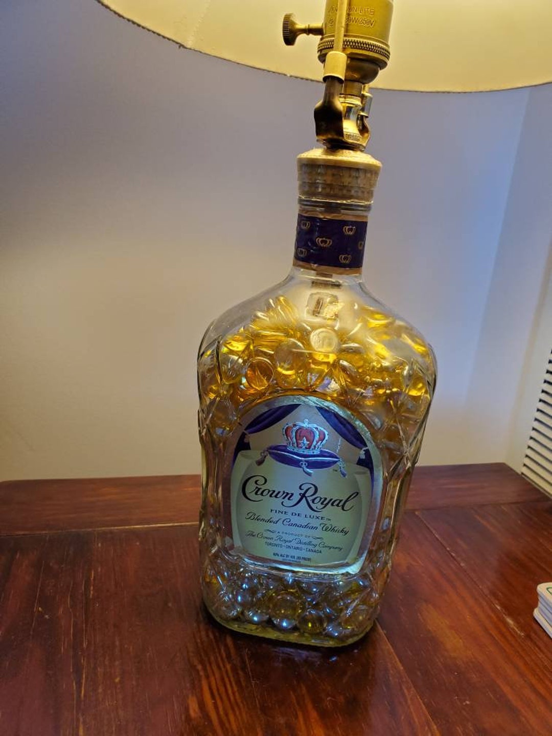 Crown Royal Lamp With Golden Beads and Woven Fringe Lamp Shade - Etsy