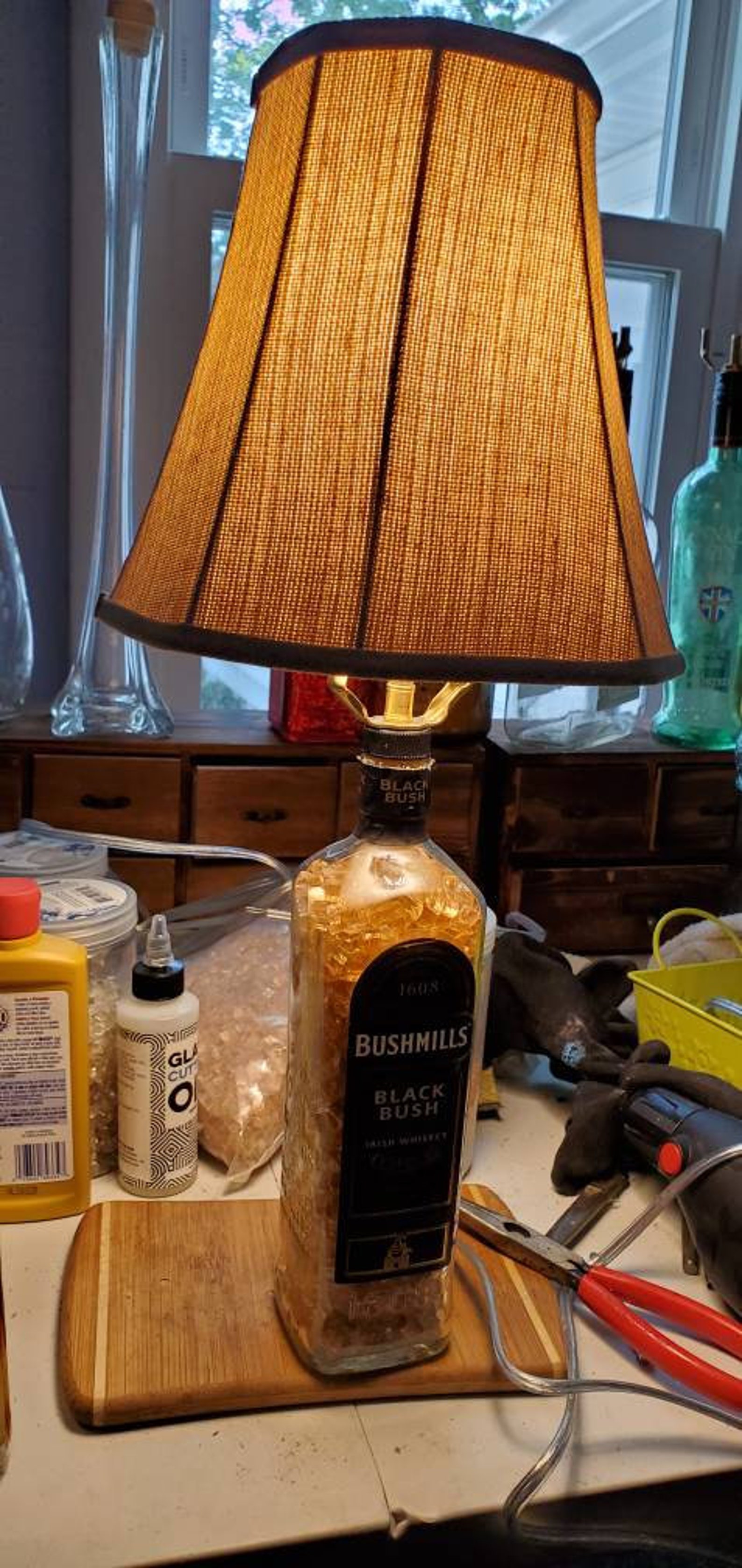 Bushmills Black Bush Lamp With Golden Lava Glass and Matching Golden ...