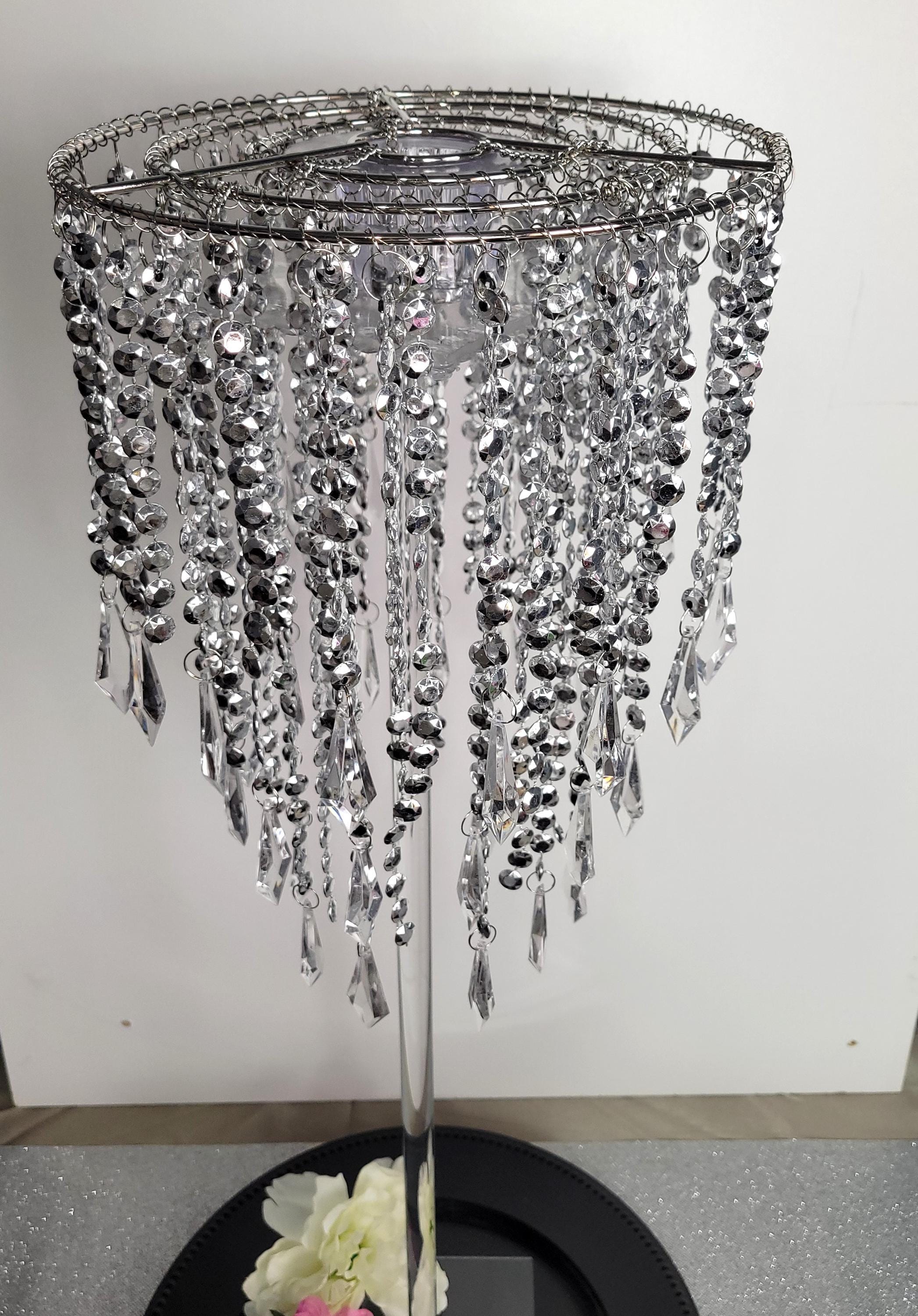 Silver Acrylic Crystal High Table Centerpiece Wedding, Birthday or Any ...