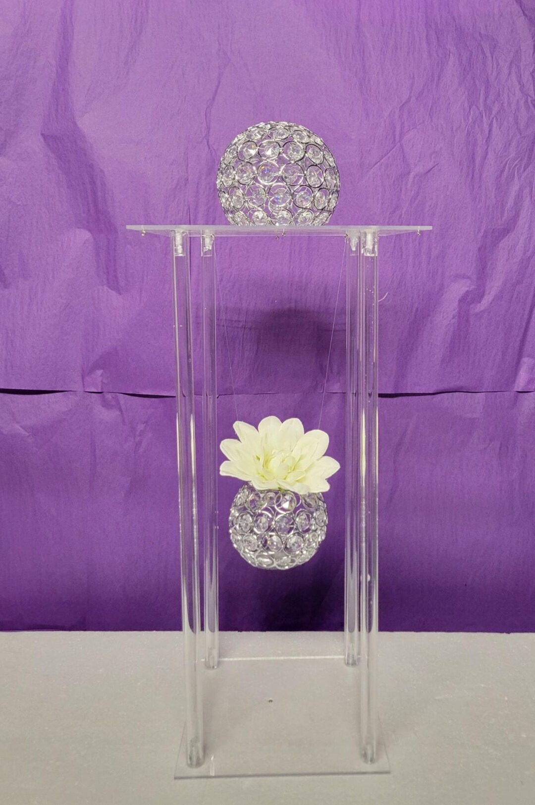 Cascading Dangle Acrylic Crystal Tall Unique Oval Acrylic Centerpiece ...