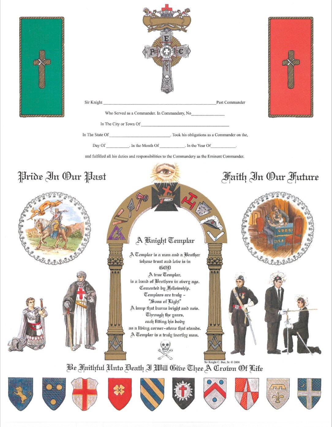 Knight Templar Past Commander Certificate/ 11" X 14" / Masonic - Etsy
