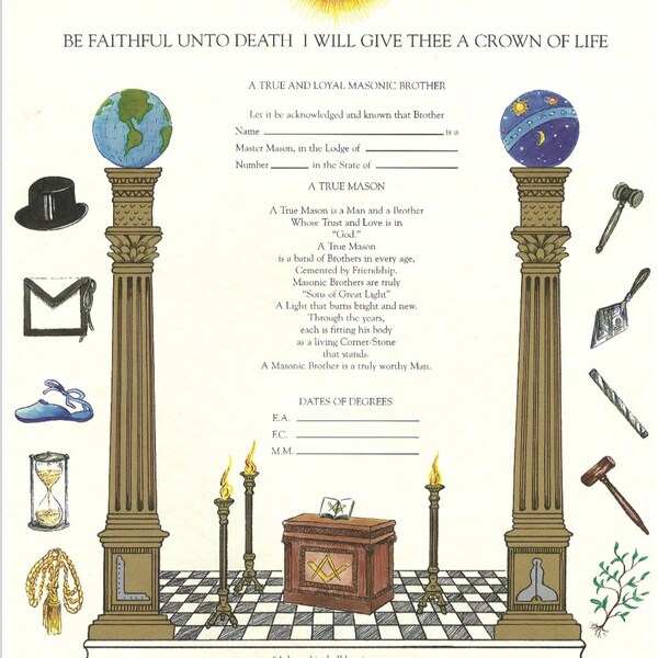 Masonic Certificate - Etsy