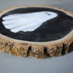 Floating Ghost Painted on Wood Slice - Etsy