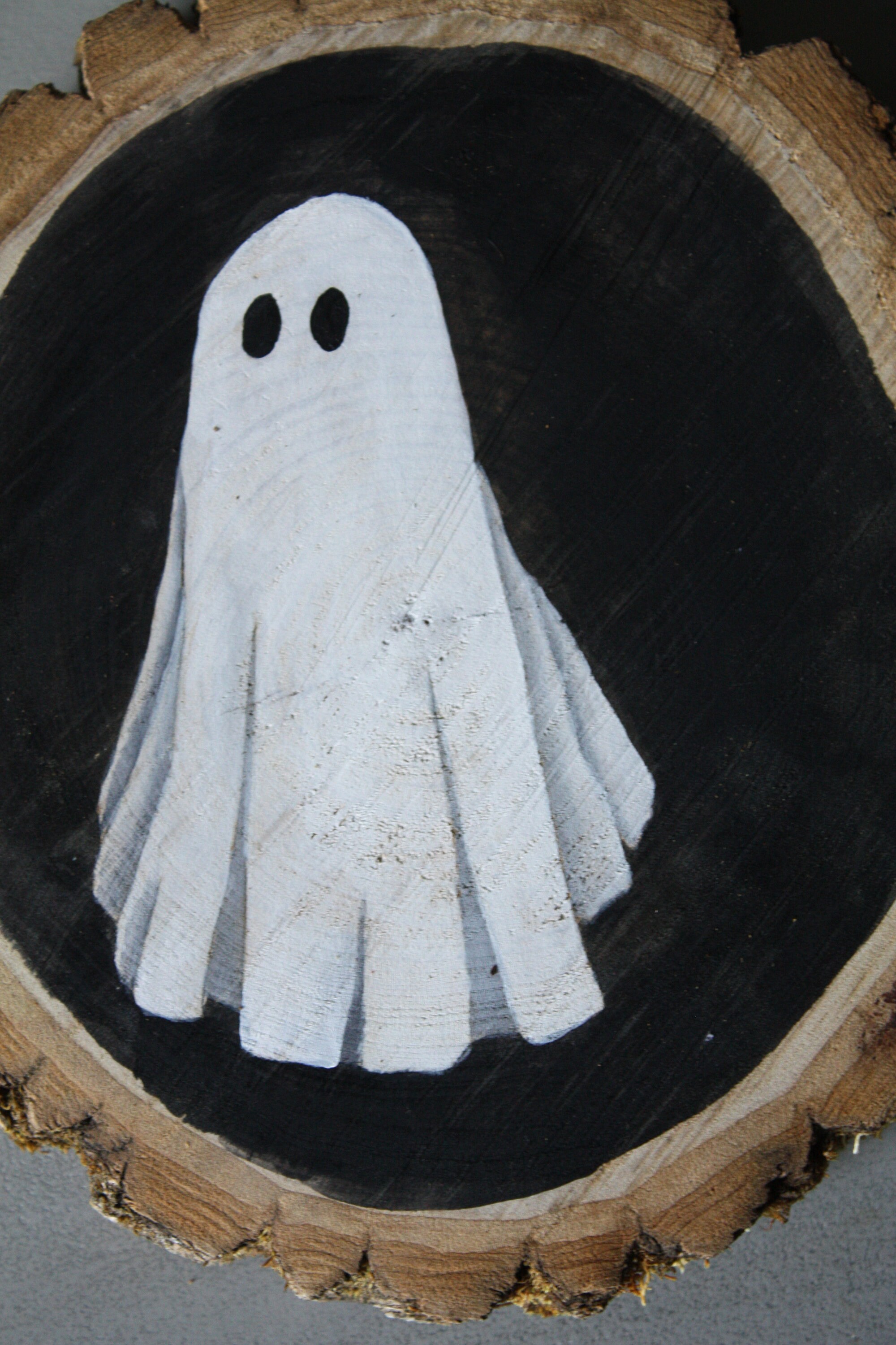 Floating Ghost Painted on Wood Slice - Etsy
