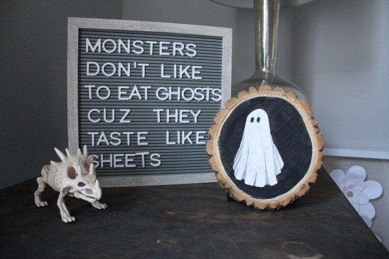 Floating Ghost Painted on Wood Slice - Etsy