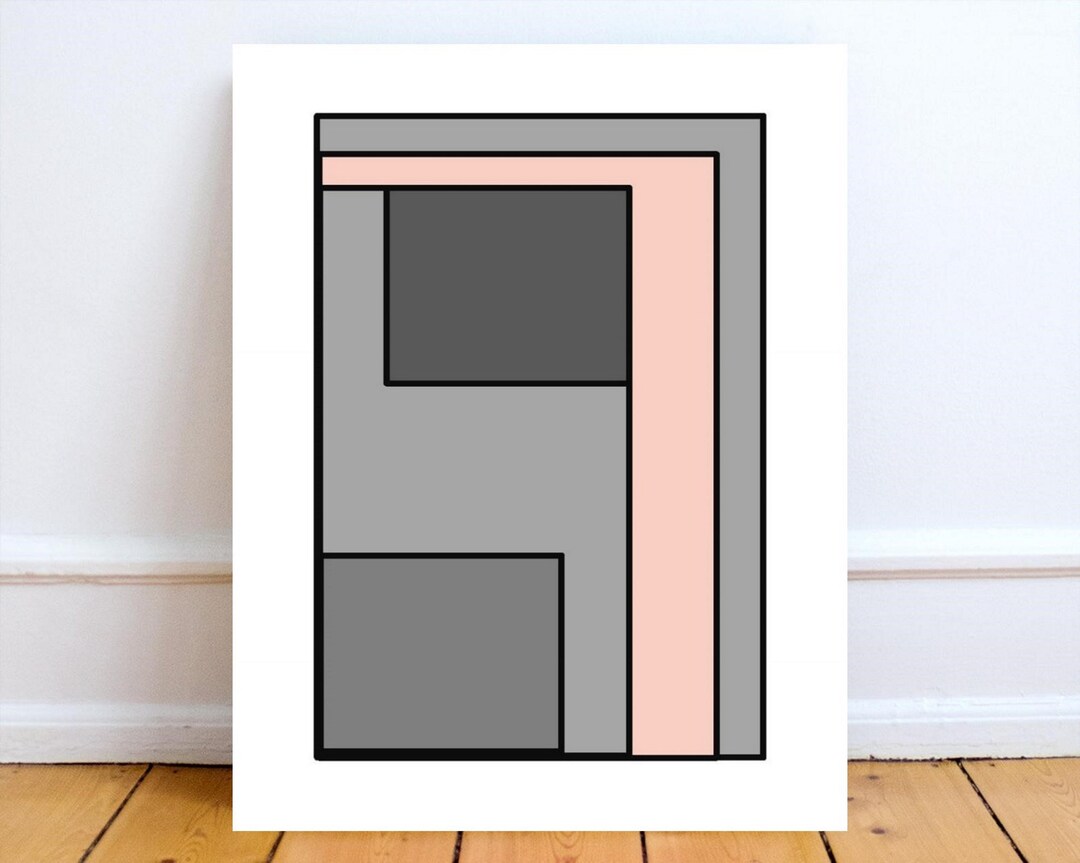 Blush Pink Geometric Art,modern Art,light Pink Grey Boho Art, Digital ...