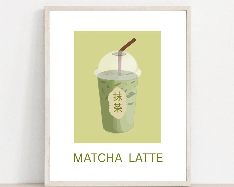 Matcha Latte Modern Art,matcha Tea Minimalist Wall Art, Digital Art for ...