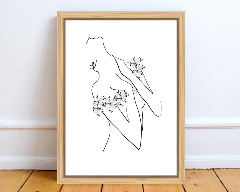 Female Form Line Art Print: Minimalist Lady Drawing (digital Download ...