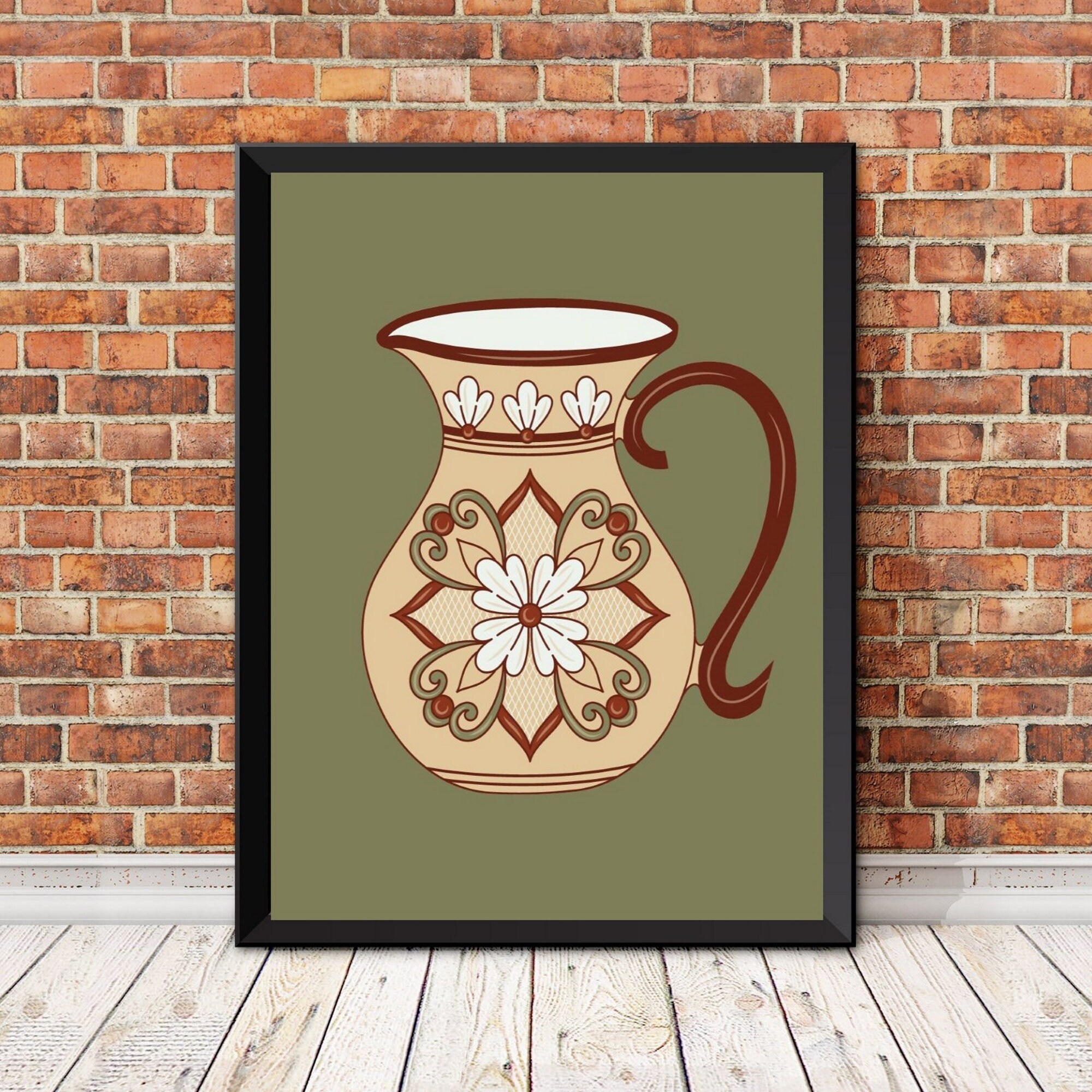 Vintage Pitcher Digital Art Print: Antique Vase Still Life (digital ...